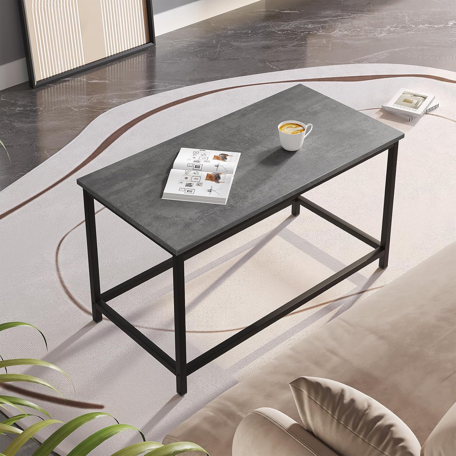 Latitude Run® Modern Minimalist Rectangular Coffee Table, Small Space Living Room Center Table ...